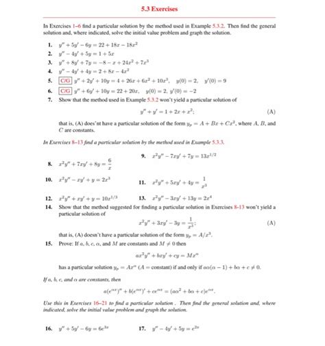 Solved Find A Particular Solution By The Method Used In