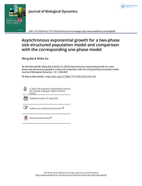 Pdf Asynchronous Exponential Growth For A Two Phase Size Structured Population Model And
