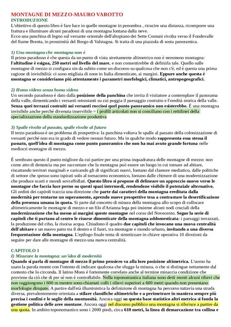 Riassunto Di Montagne Di Mezzo Di Mauro Varotto Docsity
