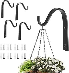 4 Pack Heavy Duty Hanging Basket Bracket Outdoor Wall Hooks Hanging