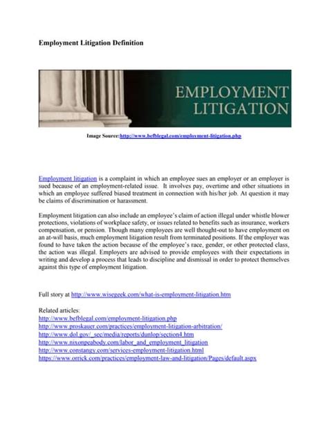 Definition Of Employment Litigation Pdf Law