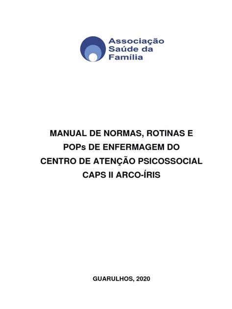 Manual De Normas Rotinas E Pop S De Enfermagem Do Caps Ii Arco Íris