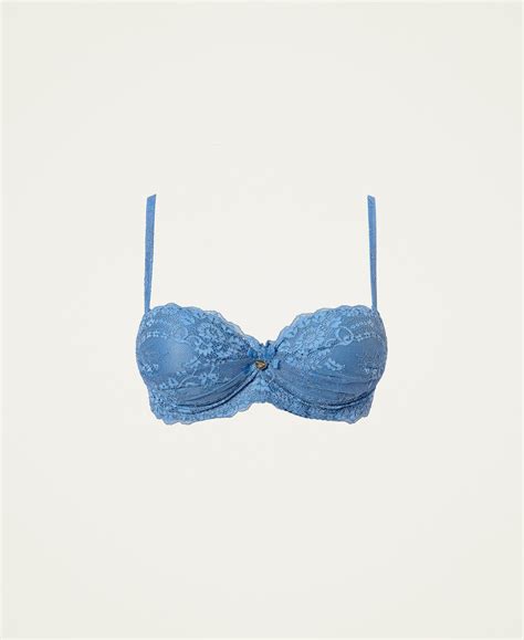Lace Bandeau Bra Woman Blue Twinset Milano
