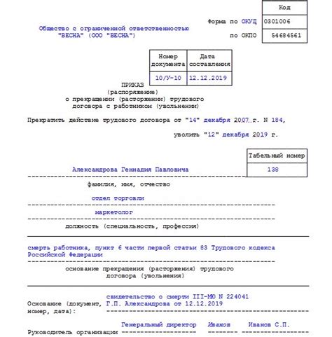 Как уволить работника в связи со смертью в 2025 году