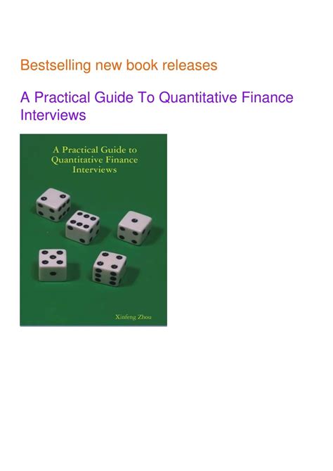 Ppt Pdfread A Practical Guide To Quantitative Finance Interviews