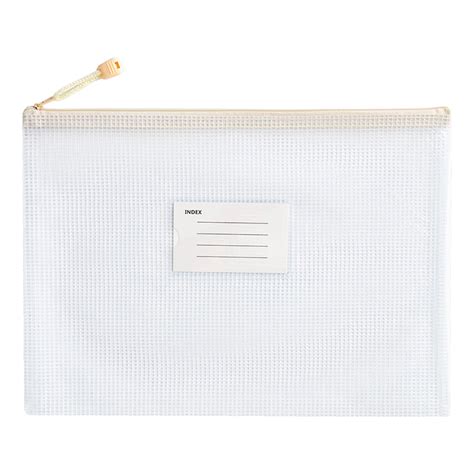 Jingchun Mesh Zipper Pouch Document Bag With Label Pocket Plastic Zip