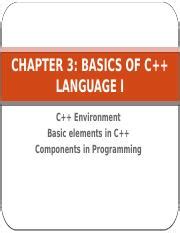 Chapter Basic Elements In C C Environment Basic Elements In C Components In Programming