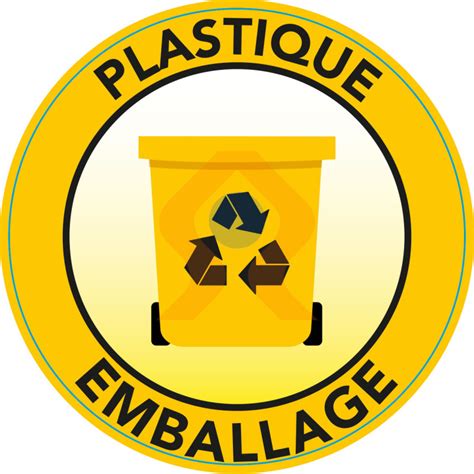 Autocollant Tri Poubelle Jaune Plastique Et Emballage