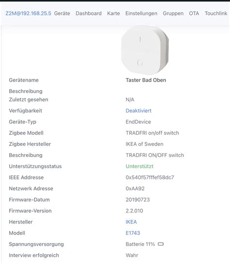 Ikea Taster E1743 Via Zigbee2mqtt In Homekit Anzeigen Homekit