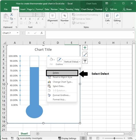 Excel 如何创建温度计目标图表 极客教程