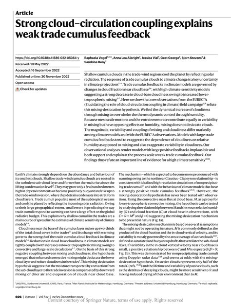 Pdf Strong Cloud Circulation Coupling Explains Weak Trade Cumulus