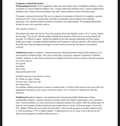 Computer Assisted Instructionprogramming Exercise
