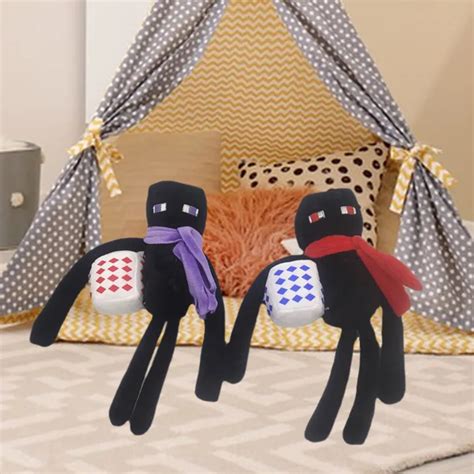 26cm Minecraft Plush Doll Red Purple Scarf Enderman Cartoon Pixel Doll Plushies Decoration Cute