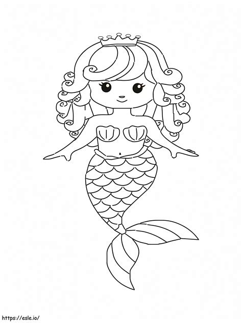 Mermaid With Curly Hair Coloring Page