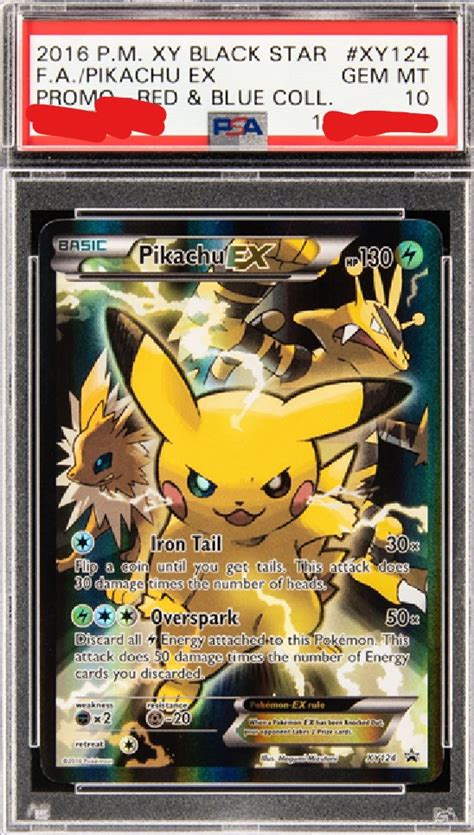 English Psa 10 Pikachu Xy124 2016 Pokemon Xy Black Star Promo Red