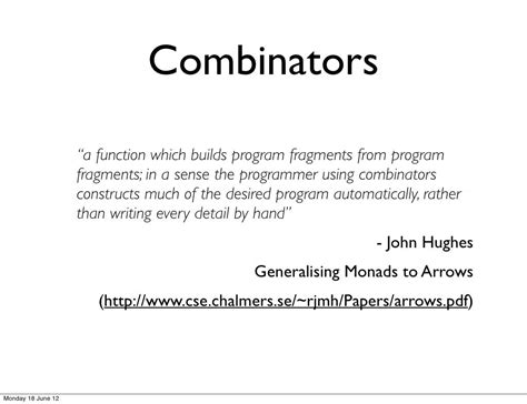 Combinators A Function Which Builds