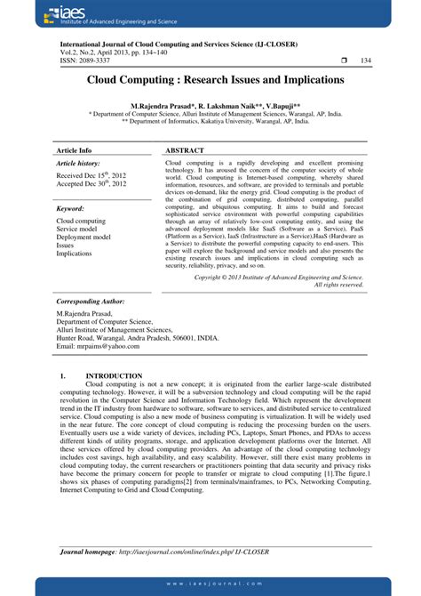 Pdf Cloud Computing Research Issues And Implications