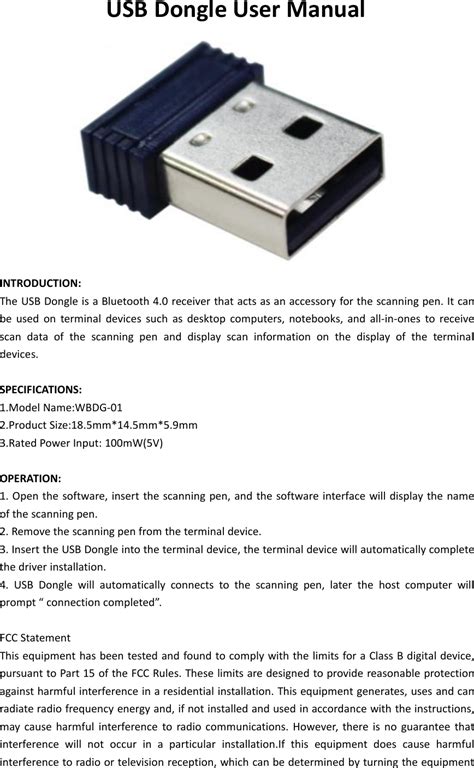 Topscan WBUSBDONGLE01 USB Dongle User Manual User Manual