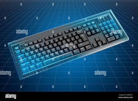 visualization 3d cad model of computer keyboard 3d rendering stock