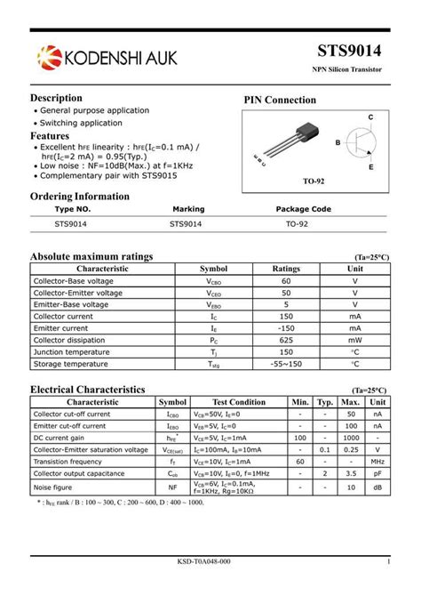 C9013 Transistor Datasheet Specifications Pinout And Application