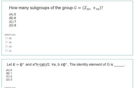 solved how many subgroups of the group g z30 30 a 5