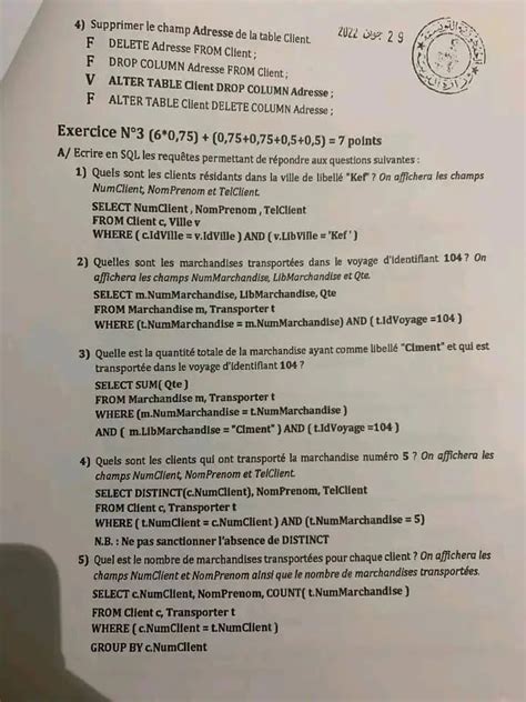 Bac Sc de l informatique Correction épreuve 2022 controle en STI avec