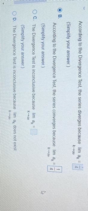 Solved Use The Divergence Test To Determine Whether The