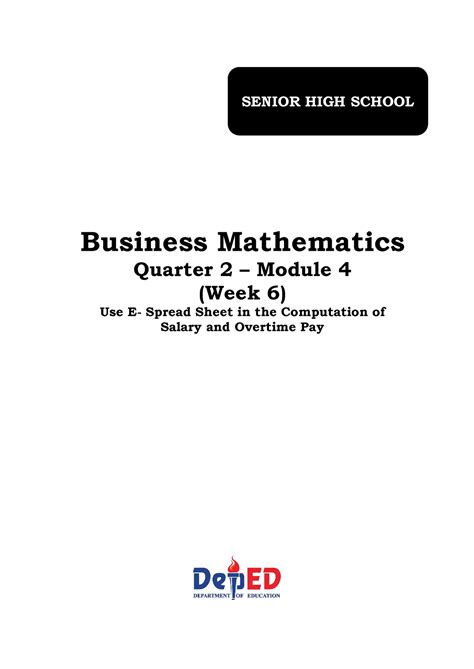 4 Q2 Bus Math Business Mathematics Module 4 For Second Quarter Business Mathematics Quarter