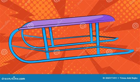 Cartoon Sled Comic Book Toboggan Retro Vector Comics Pop Art Object Stock Vector