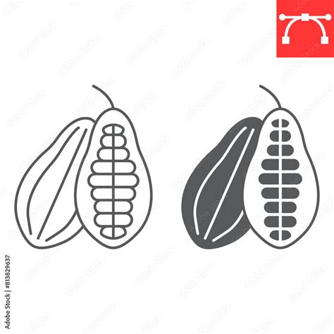 Cocoa Pod Line And Glyph Icon Cocoa Beans And Chocolate Cacao Vector Icon Vector Graphics