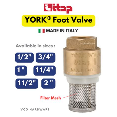 Itap York Brass Heavy Duty Foot Valve Non Return Valve One Way Valve 1