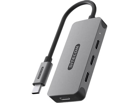 Sitecom Usb C Hub Naar X Usb C Zilver Zwart Cn