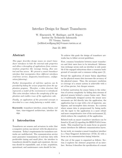 Pdf Interface Design For Smart Transducers
