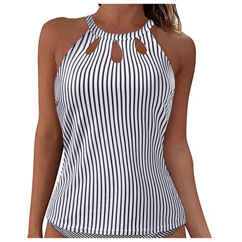 Towed22 Womens High Neck Tankini Top Backless Bathing Suit Tops