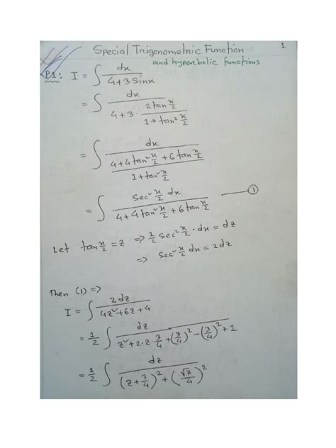 Special Trigonometric Integrals Pdf