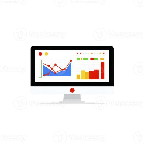 Computer Monitor Displaying Colorful Graphs And Charts Including Line And Bar Graphs