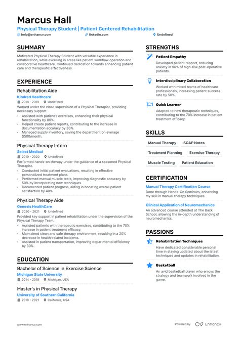 Physical Therapist Resume Examples With Score In