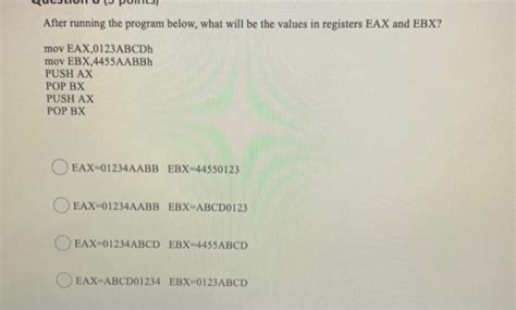 Solved Question 20 5 Points After Running The Assembly