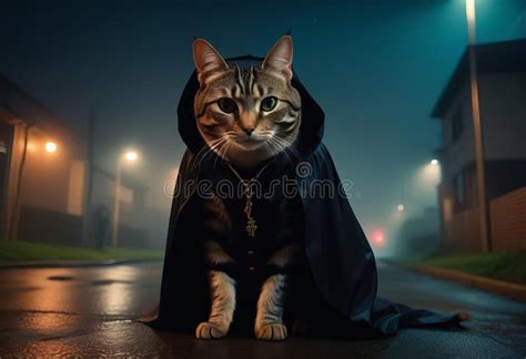 A Tabby Cat Priest Unravels A Mysterious Crime Scene Stock Illustration