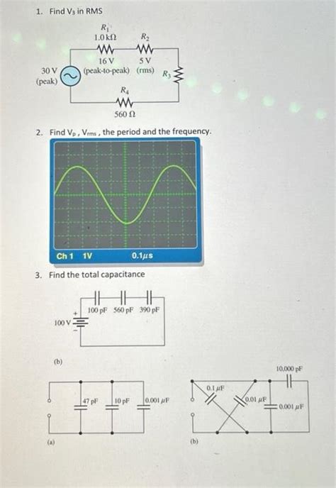 Solved 1 Find V3 In Rms 30 V Peak R₁ 10 ΚΩ Ww 16 V