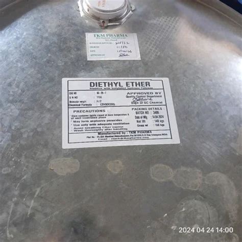 Industrial Grade Diethyl Ether Chemical 99 200 L Drum At ₹ 186 Litre