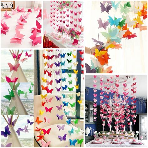 Dây Treo Trang Trí Hình Bướm 3d 3 Lớp Giấy Diy được Chọn Màu Shopee