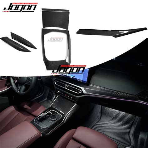 Bmw 자동차 센터 콘솔 대시보드 사이드 기어 패널 트림 건식 탄소 섬유 페이스 리프트 2022 2023 Bmw 신제품 3