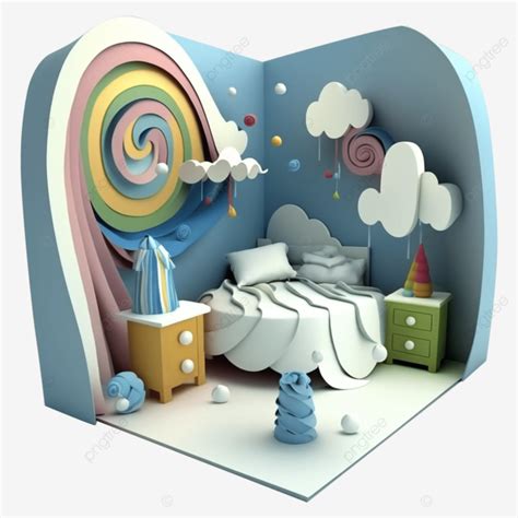 Room Model Three Dimensional Blue Fantasy Pattern Room Model Pattern