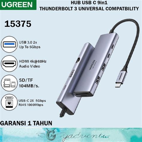 Promo Ugreen Adapter 9in1 Hub Usb Type C To Rj45 Hdmi 60hz Sdtf Card
