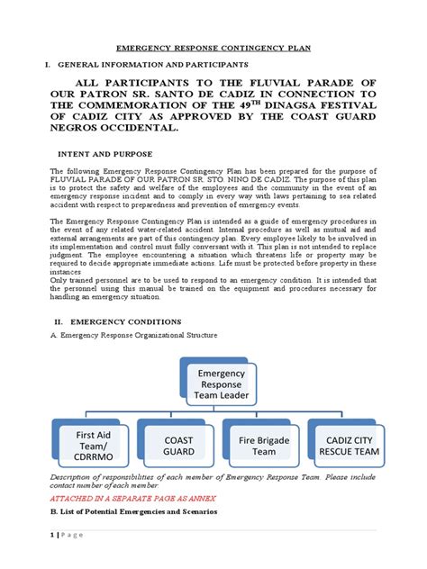 Emergency Contingency Plan Template Pdf Emergency Incident