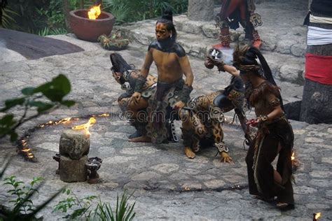 Mayan Dance At Mayan Village At Xcaret Park Mexico Editorial Image