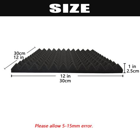 Beiyin 피라미드 방음 저소음 스튜디오 어쿠스틱 폼 흡음 타일 방음 패널 내화 12x1 12팩 페인팅 용품and벽지 관리