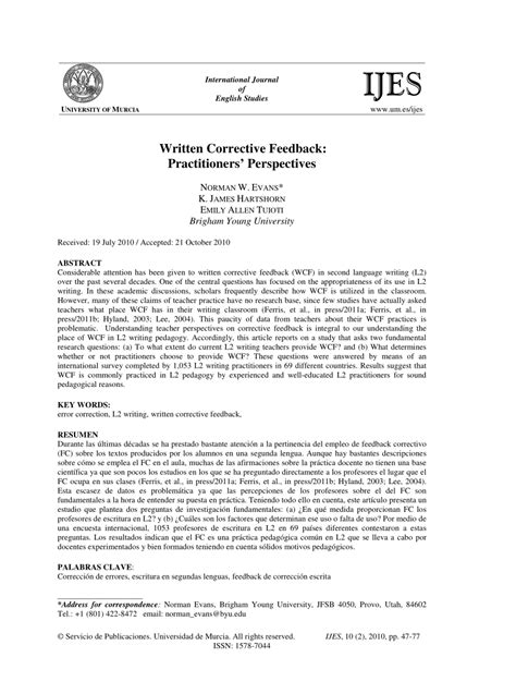 Pdf Written Corrective Feedback The Practitioners Perspective