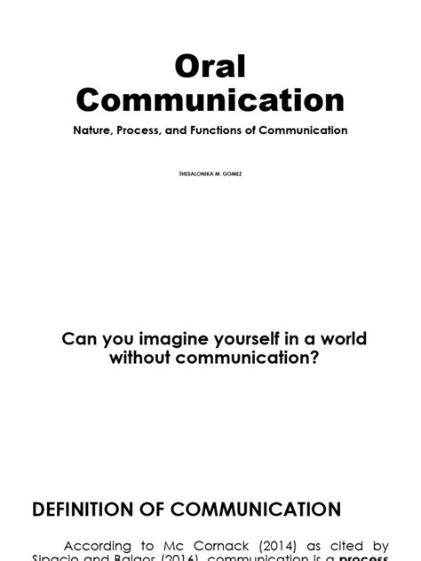 Oral Comm Q1 Lesson 1 Introduction To Communication Pdf